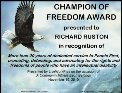 Richard Ruston has gone home... – Inclusion Press